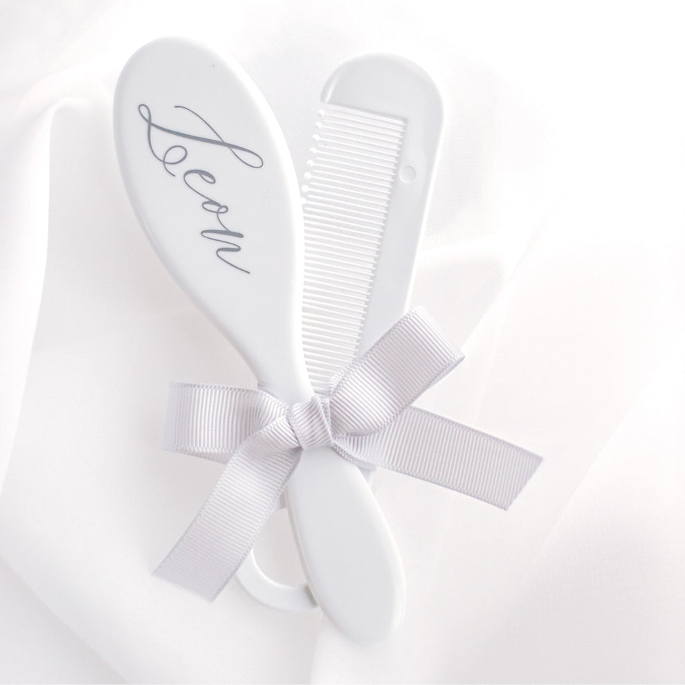 White Personalised Brush & Comb Set – Bespoke Baby Co